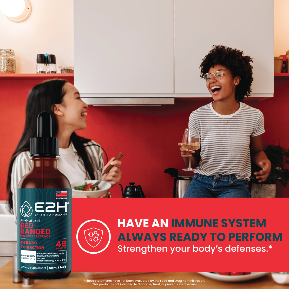 All-Natural RED BANDED POLYPORE MUSHROOM Liquid Extract | Vegan | Gluten Free | – E2H