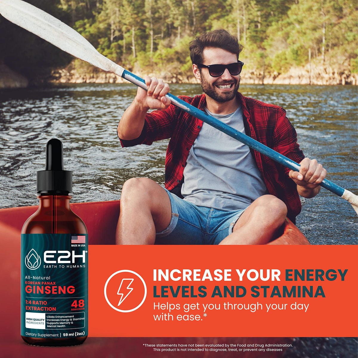 All-Natural KOREAN PANAX GINSENG ROOT Liquid Extract | Vegan – E2H