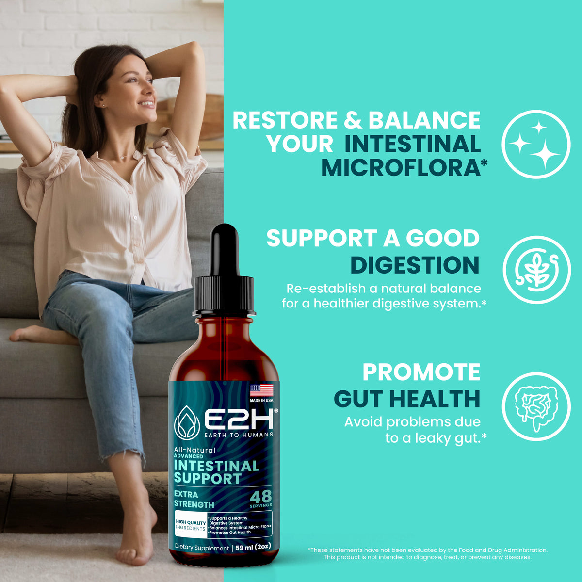 All-Natural ADVANCED INTESTINAL SUPPOR | Vegan | Gluten Free | – E2H